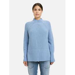 Rundhalspullover Milano Italy, Damen, Gr. M, cornflower blau, Material: 40% Wolle, 30% Viskose, 20% Polyamid, 10% Kaschmir, unifarben, regular fit normal, Rundhals, Raglan&auml;rmel Rippb&uuml;ndchen, Pullover Rundhalspullover, mit Seitenschlitze