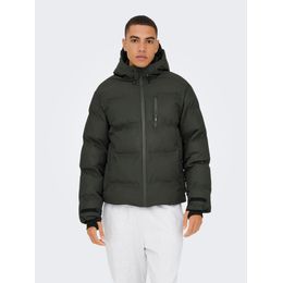 Only & Sons Steppjacke ONLY & SONS "ONSMATHIS PUFFER OTW", Damen, Gr. L, dunkelgrau melange, Web, Obermaterial: 100% Polyester, unifarben, B&uuml;ndchen, Jacken Steppjacke