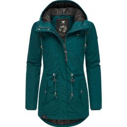 Winterjacke Ragwear "Monadis Black Label", Damen, Gr. L (40), gr&uuml;n (flaschengr&uuml;n), Au&szlig;enmaterial: 65% Polyester, 35% Baumwolle; Innenfutter: 100% Polyester; Wattierung: 100% Polyester, figurbetont Po-bedeckend, hoch geschlossener Ausschnitt, &Auml;rmel ohne &Auml;rmelschlitz Rippstrickb&uuml;ndchen, Jacken Winterjacke, stylischer Winterparka f&uuml;r die kalte Jahreszeit