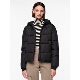 Steppjacke Pieces "PCBEE NEW SHORT PUFFER JACKET NOOS BC", Damen, Gr. S, schwarz, Steppware, Obermaterial: 100% Polyester, unifarben, regular fit normal, Jacken Steppjacke, Kunstfaser