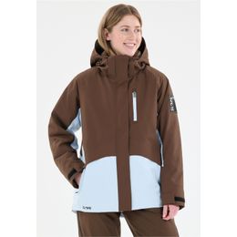Skijacke SLOPE "Kenai", Damen, Gr. M, braun, blau, 100% Polyester, mehrfarbig, normal, ohne Ausschnitt, Jacken Skijacke, mit wind- und wasserabweisenden Eigenschaften