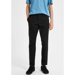 Chinos Selected "SLH175-SLIM NEW MILES FLEX PANT NOOS", Jungen, Gr. 32, L&auml;nge 34, schwarz, Web, Obermaterial: 91% Baumwolle, 6% Polyester, 3% Elasthan, unifarben, slim fit lang, Hosen, Baumwollmischung, slim fit