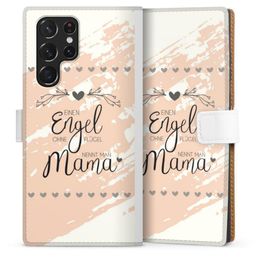 DeinDesign Galaxy S22 Ultra Handy Klapph&uuml;lle Handyh&uuml;lle aus Kunst Leder wei&szlig; Flip Case Mom Spruch Mothersday Sideflip mit Lasche
