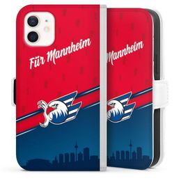 DeinDesign iPhone 12 mini Handy Klapph&uuml;lle Handyh&uuml;lle aus Kunst Leder wei&szlig; Flip Case Adler Mannheim Sports Logo Sideflip mit Lasche