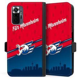 DeinDesign Xiaomi Redmi Note 10 Pro Handy Klapph&uuml;lle Handyh&uuml;lle aus Kunst Leder schwarz Flip Case Sports Adler Mannheim Logo Sideflip mit langer Lasche