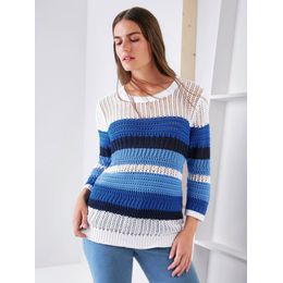 Anna Aura - Rundhals-Pullover mit 3/4-Arm, weiss, Gr. 50 / XL - Baumwolle