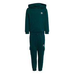 adidas originals Jogginganzug 'Hoodie Cargo Set' Jungen Gr&ouml;&szlig;e 110 dunkelgr&uuml;n / wei&szlig;
