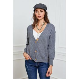 So Cachemire Cardigan "Gino" in Grau - 73% | Gr&ouml;&szlig;e S | Damen-pullover-cardigans
