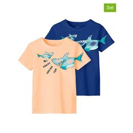 name it 2er-Set: Shirts "Jarrie" in Dunkelblau/ Orange - 50% | Gr&ouml;&szlig;e 86 | Baby-shirts