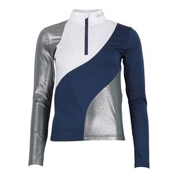 Peak Mountain Funktionslongsleeve in Dunkelblau/ Silber/ Wei&szlig; - 68% | Gr&ouml;&szlig;e M | Damen-outdoor-tops-shirts