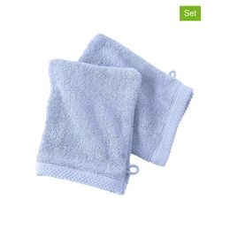 Soft by Perle de Coton 2er-Set: Waschhandschuhe ''Epo'' in Hellblau - 69% | Gr&ouml;&szlig;e 16x21 cm | Badtextilien