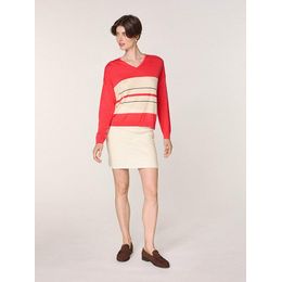 Rodier Wollpullover in Rot/ Creme - 60% | Gr&ouml;&szlig;e S | Damen-pullover-cardigans