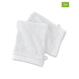 Soft by Perle de Coton 2er-Set: Waschhandschuhe ''Epo'' in Wei&szlig; - 69% | Gr&ouml;&szlig;e 16x21 cm | Badtextilien