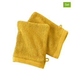 Soft by Perle de Coton 2er-Set: Waschhandschuhe ''Epo'' in Senf - 69% | Gr&ouml;&szlig;e 16x21 cm | Badtextilien