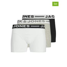 Jack & Jones JACK & JONES Junior 3er-Set: Boxershorts "Sense Trunks" in Grau/ Schwarz/ Wei&szlig; - 52% | Gr&ouml;&szlig;e 128 | Kinder-waesche