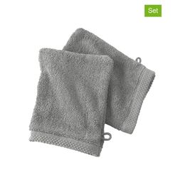 Soft by Perle de Coton 2er-Set: Waschhandschuhe ''Epo'' in Grau - 69% | Gr&ouml;&szlig;e 16x21 cm | Badtextilien