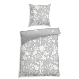 Schiesser Renforc&eacute;-Bettw&auml;sche-Set "Fleur" in Grau - 44% | Gr&ouml;&szlig;e 155x220 cm | Bettwaesche-bettwaren