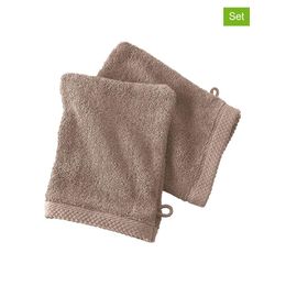 Soft by Perle de Coton 2er-Set: Waschhandschuhe ''Epo'' in Taupe - 69% | Gr&ouml;&szlig;e 16x21 cm | Badtextilien