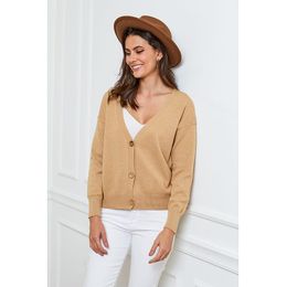 So Cachemire Cardigan "Gino" in Beige - 70% | Gr&ouml;&szlig;e M | Damen-pullover-cardigans