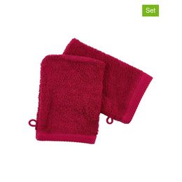 Soft by Perle de Coton 2er-Set: Waschhandschuhe ''Epo'' in Beere - 69% | Gr&ouml;&szlig;e 16x21 cm | Badtextilien