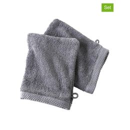 Soft by Perle de Coton 2er-Set: Waschhandschuhe ''Epo'' in Grau - 69% | Gr&ouml;&szlig;e 16x21 cm | Badtextilien
