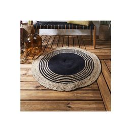 Ethnical Life Jute-Teppich in Beige/ Schwarz - &Oslash; 90 cm - 43% |