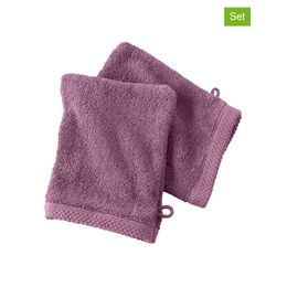 Soft by Perle de Coton 2er-Set: Waschhandschuhe ''Epo'' in Lila - 69% | Gr&ouml;&szlig;e 16x21 cm | Badtextilien