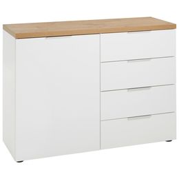 Xora Sideboard, Wei&szlig;, Eiche, Metall, 2 F&auml;cher, 4 Schublade(n) Schubladen, 120x89x43 cm, Beim&ouml;bel erh&auml;ltlich, Wohnzimmer, Kommoden & Sideboards, Sideboards
