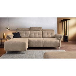 Home Affaire Ecksofa &raquo;Manhattan L-Form&laquo; 2 Sitze mit elektrischer Relaxfunktion, verstellbare Armlehnen beige Kunstleder SOFTLUX ;Flachgewebe (100% 