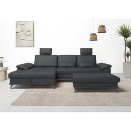 OTTO home Ecksofa &raquo;Costello L-Form, B: 301 cm mit Sitztiefen-, Armteilverstellung &&laquo; 3 Nierenkissen, optional Bettfunktion & Bettkasten schwarz Luxus-