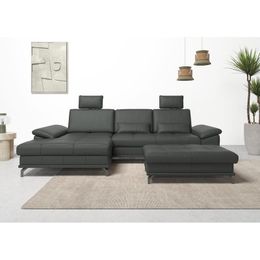 OTTO home Ecksofa &raquo;Costello L-Form, B: 301 cm mit Sitztiefen-, Armteilverstellung &&laquo; 3 Nierenkissen, optional Bettfunktion & Bettkasten grau Luxus-