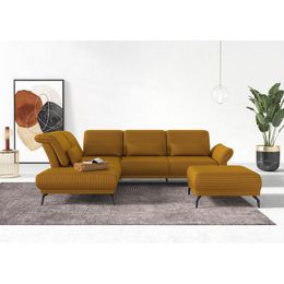 Home Affaire Ecksofa &raquo;Coco L-Form&laquo; Sitztiefen-, Arm- und Kopfteilverstellung, Cord-Bezug, Fu&szlig;h&ouml;he 15 cm gelb 100% Polyester