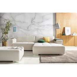 Home Affaire Ecksofa &raquo;Sapporo L-Form&laquo; wahlweise Bettfunktion oder Sitztiefenverstellung, Federkern beige Struktur fein (100% Polyester);Luxus-