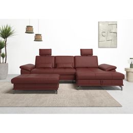 OTTO home Ecksofa &raquo;Costello L-Form, B: 301 cm mit Sitztiefen-, Armteilverstellung &&laquo; 3 Nierenkissen, optional Bettfunktion & Bettkasten rot Luxus-