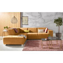 Home Affaire Ecksofa &raquo;Sapporo L-Form&laquo; wahlweise Bettfunktion oder Sitztiefenverstellung, Federkern gelb Struktur fein (100% Polyester);Luxus-