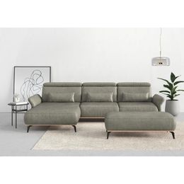 Home Affaire Ecksofa &raquo;Fjord L-Form&laquo; massiv, wahlweise mit Armlehnfunktion, Kopf- Sitztiefenverstellung grau 100% Polyester