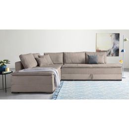OTTO home Ecksofa &raquo;Night & Day L-Form mit Dauer-Schlaffunktion, Cord-Bezug!&laquo; inklusive Bettfunktion und Bettkasten grau 100% Polyester