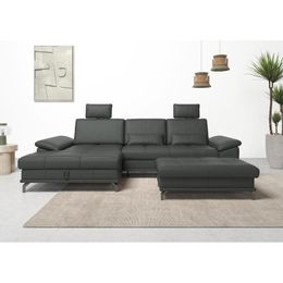 OTTO home Ecksofa &raquo;Costello L-Form, B: 301 cm mit Sitztiefen-, Armteilverstellung &&laquo; 3 Nierenkissen, optional Bettfunktion & Bettkasten grau Luxus-