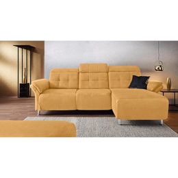 Home Affaire Ecksofa &raquo;Manhattan L-Form&laquo; 2 Sitze mit elektrischer Relaxfunktion, verstellbare Armlehnen gelb Kunstleder SOFTLUX ;Flachgewebe (100% 