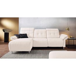 Home Affaire Ecksofa &raquo;Manhattan L-Form&laquo; 2 Sitze mit elektrischer Relaxfunktion, verstellbare Armlehnen beige Kunstleder SOFTLUX ;Flachgewebe (100% 