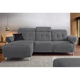 Home Affaire Ecksofa &raquo;Manhattan L-Form&laquo; 2 Sitze mit elektrischer Relaxfunktion, verstellbare Armlehnen grau Kunstleder SOFTLUX ;Flachgewebe (100% 
