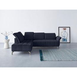 Home Affaire Ecksofa &raquo;Fresh L-Form&laquo; Federkern, wahlweise Kopfteilverstellung und motorischer Vorziehsitz blau 100% Polyester