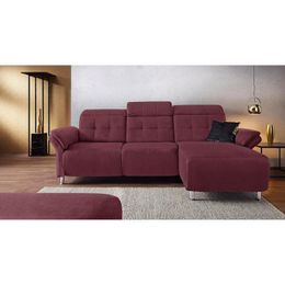 Home Affaire Ecksofa &raquo;Manhattan L-Form&laquo; 2 Sitze mit elektrischer Relaxfunktion, verstellbare Armlehnen lila Kunstleder SOFTLUX ;Flachgewebe (100% 