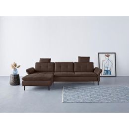 Home Affaire Ecksofa &raquo;Birkholm L-Form&laquo; Armlehnverstellung, auch in Easy Clean Bezug - mit Wasser zu reinigen braun 100% Polyester