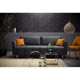 Home Affaire Schlafsofa &raquo;Nordic&laquo; mit Federkern und Metallbeinen, Steppung im Sitzbereich schwarz Microfaser PRIMABELLE (100% Polyester);Samtoptik (100