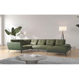 OTTO home Wohnlandschaft &raquo;Mikado U-Form&laquo; inkl. Sitztiefenverstellung und Armteilverstellung gr&uuml;n 100% Polyester