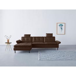 Home Affaire Ecksofa &raquo;Birkholm L-Form&laquo; Armlehnverstellung, auch in Easy Clean Bezug - mit Wasser zu reinigen braun 100% Polyester