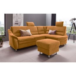 Home Affaire Ecksofa &raquo;Cardoso L-Form&laquo; Federkern, wahlweise mit Bett, Schubkasten gelb Struktur impr&auml;gniert (100% Polyester);Luxus-Microfaser ALTARA 