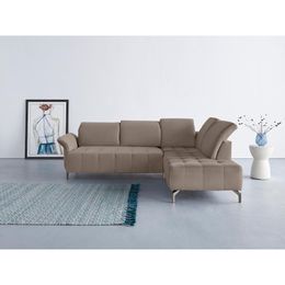 Home Affaire Ecksofa &raquo;Fresh L-Form&laquo; Federkern, wahlweise Kopfteilverstellung und motorischer Vorziehsitz beige 100% Polyester