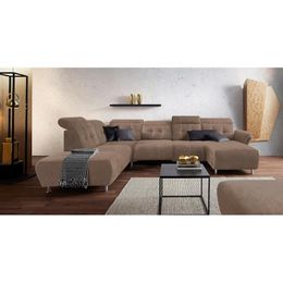 Home Affaire Wohnlandschaft &raquo;Manhattan U-Form&laquo; 2 Sitze mit elektrischer Relaxfunktion, verstellbare Armlehnen braun Luxus Microfaser2 (90% Polyester, 